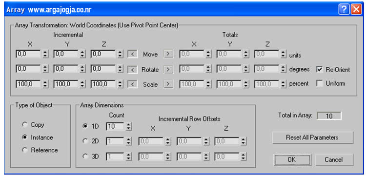Tutorial 3 Ds Max Pengenalan Perintahtoolbar Array Argajogjas Blog