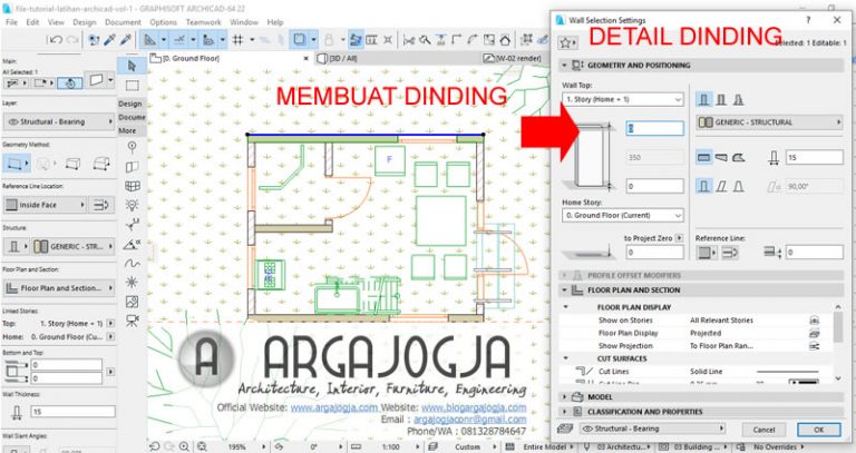 Video Tutorial Archicad 22 3D Visualisasi Rumah Kecil 2 Lantai ...