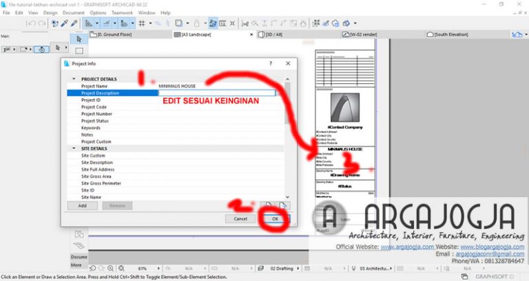 Cara Mengatur Layout Info Project dan Logo Pada Archicad – Argajogja's Blog