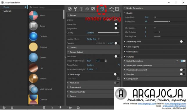 Cara Seeting Material dan Render Vray 4 Sketchup – Argajogja's Blog
