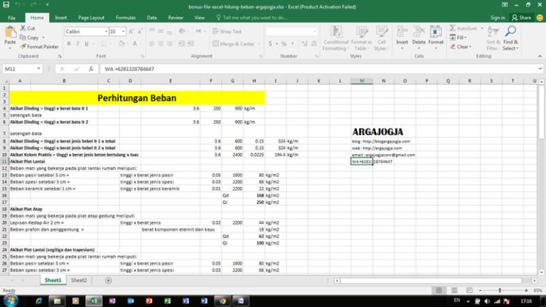 Download File Excel RAB Rumah 2 Lantai – Argajogja's Blog
