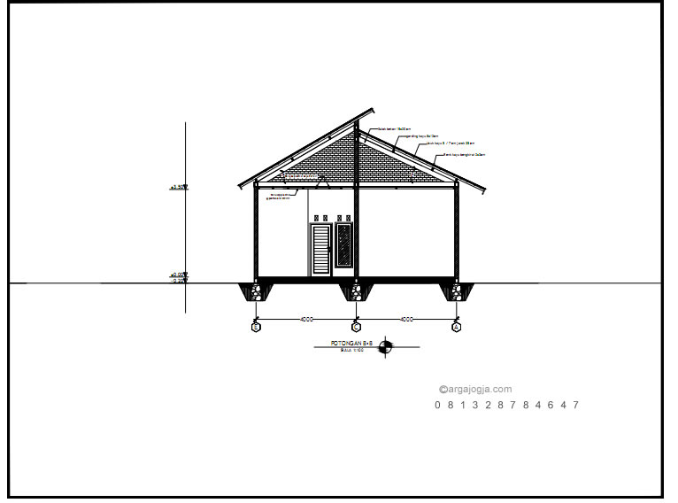 Contoh Gambar Kerja Atap Miring Satu Sisi Ukuran 8×15: Merencanakan ...